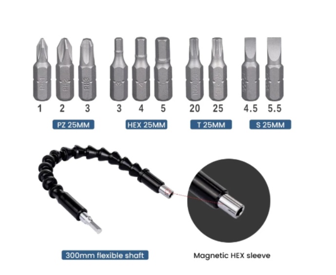 Bosch Flexible Extension Shaft with Bit Set 11pc - Haisar Supply ...